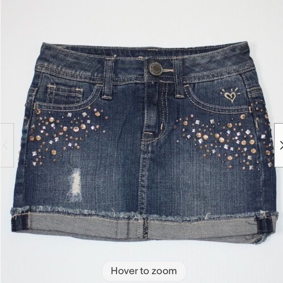 Justice | Skirts | Justice Girls Distressed And Embellished Denim Skirt ...